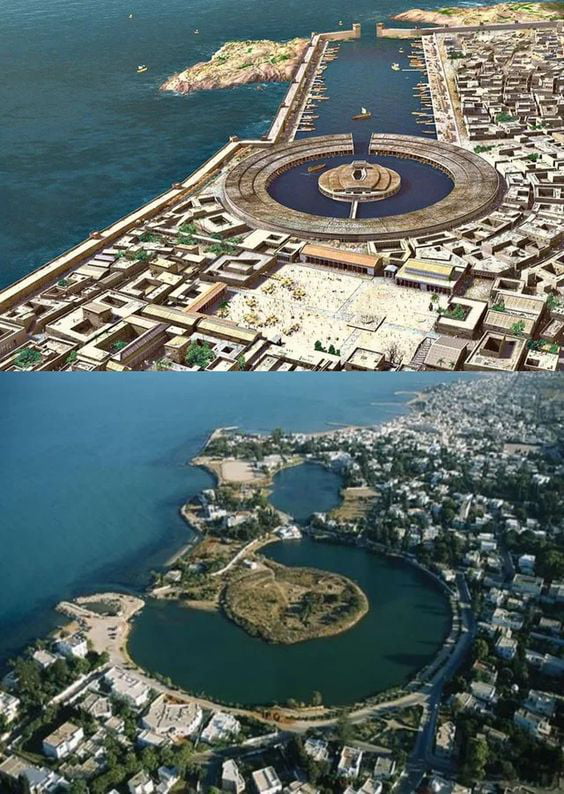 The Punic cothon of Carthage, in modern-day Tunisia, as it would have ...