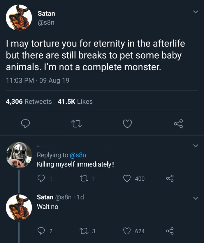 Unexpected wholesomenes by Satan himself! - 9GAG
