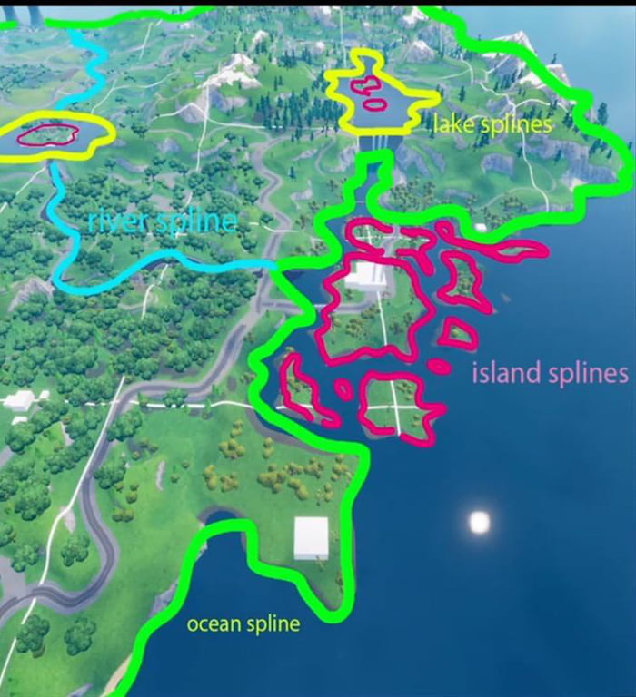 Early picture of the chapter 2 map with chapter 1 trees, grass, and ...