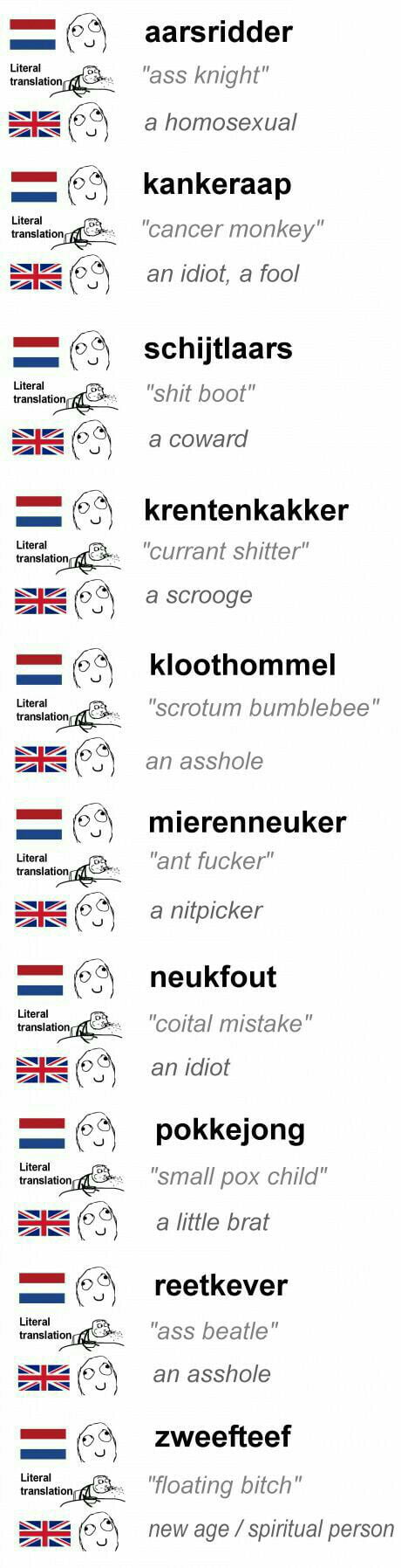 Dutch swear words translated (not mine) - 9GAG