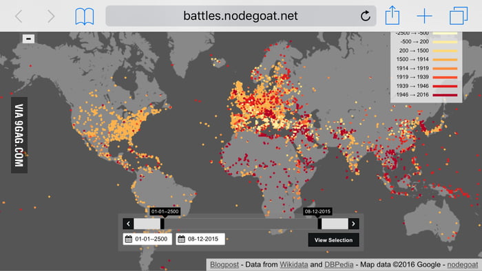 A map of every battle ever fought. - 9GAG