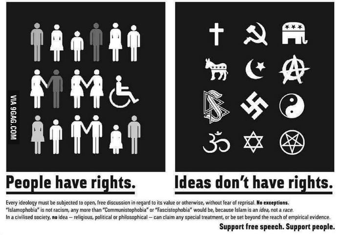 People have Rights. Ideas don't have rights - 9GAG