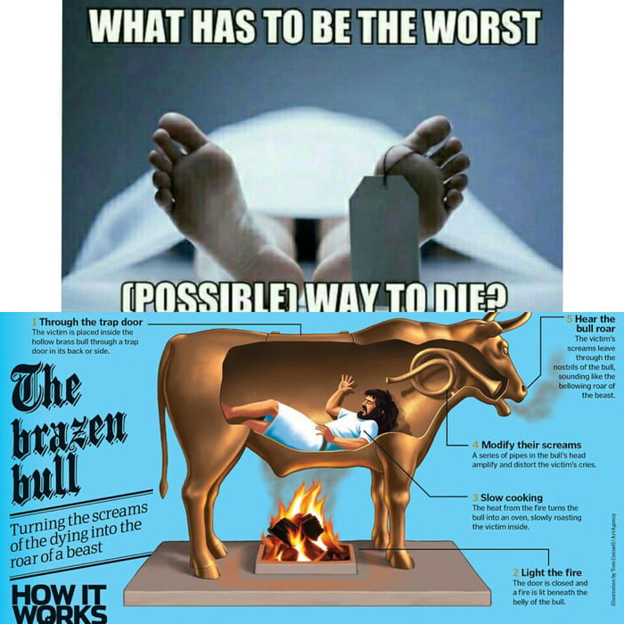 What about this ancient greek invention? "the brazen bull" - 9GAG