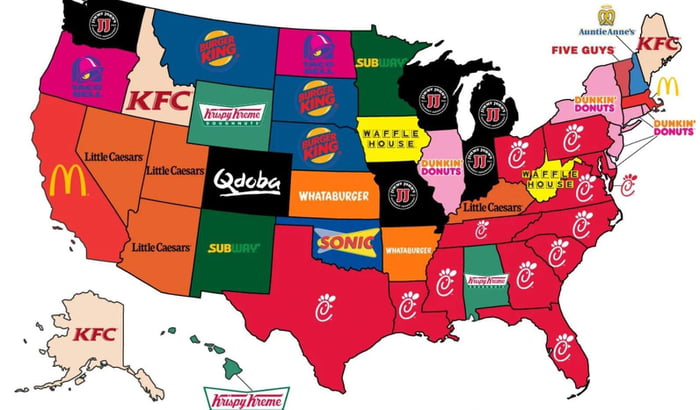 The Most Popular Fast Food Chain In Every State in America - 9GAG