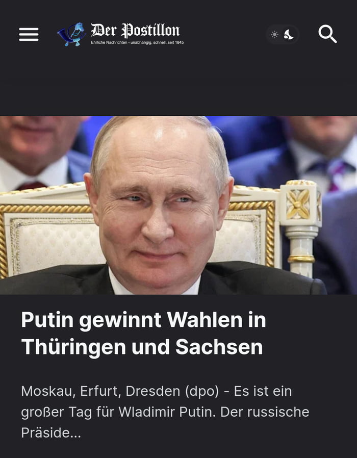 "Putin wins elections in Thuringia and Saxony" - German satire news ...