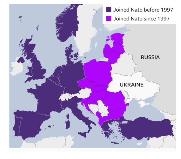 NATO expansion since 1997 in a single map. Source: BBC - 9GAG