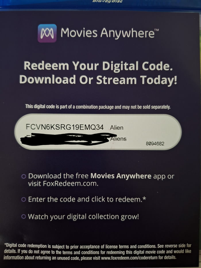 I have digital codes for each of the six Alien movies and will be ...