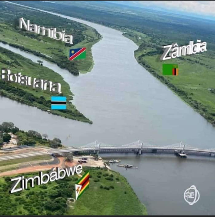 Where four countries meet... Botswana, Namibia, Zimbabwe and Zambia - 9GAG