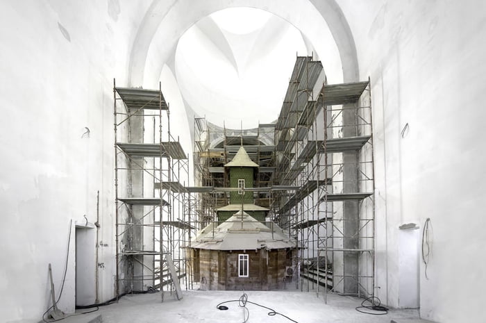 Church being built inside a church in Romania - 9GAG
