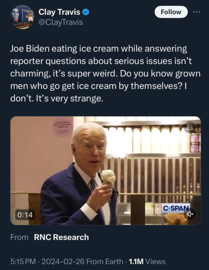 Since when was a grown man getting ice cream by himself weird? - 9GAG