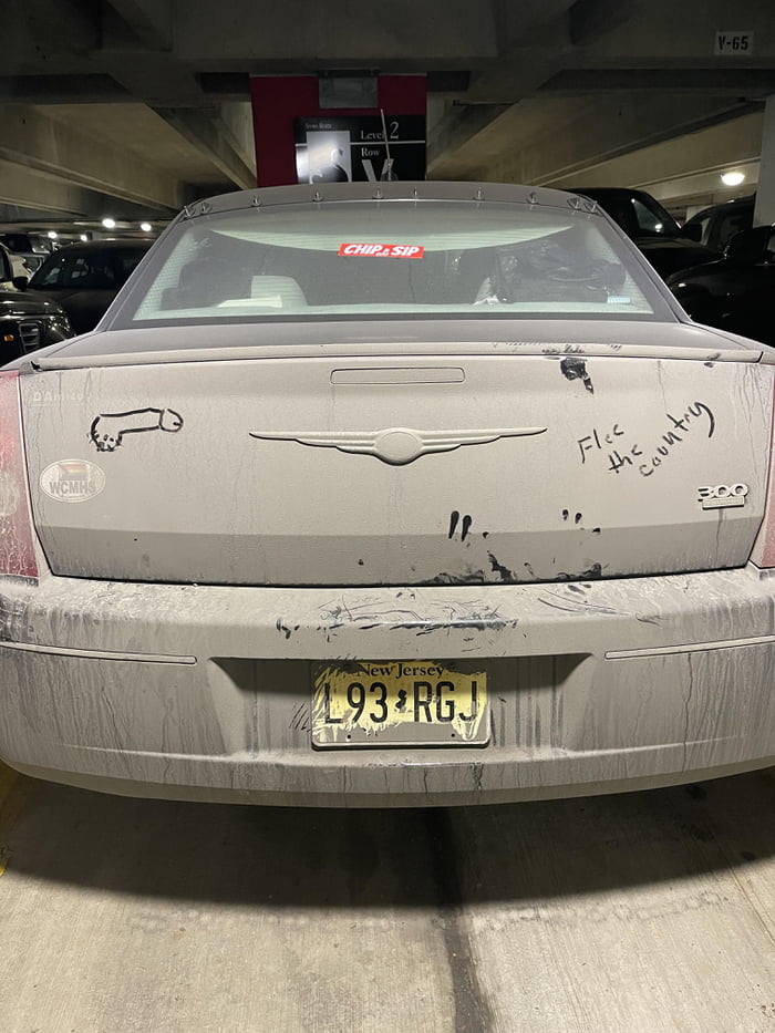 This guys dusty car at Logan Airport that has probably been sitting ...