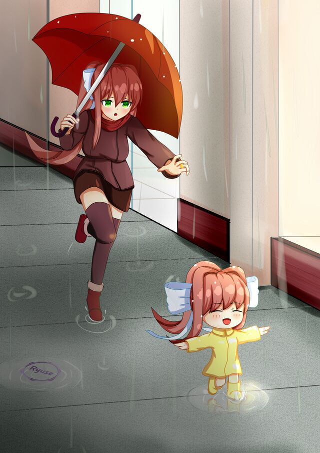 Monika and baby monika in the rain. - 9GAG