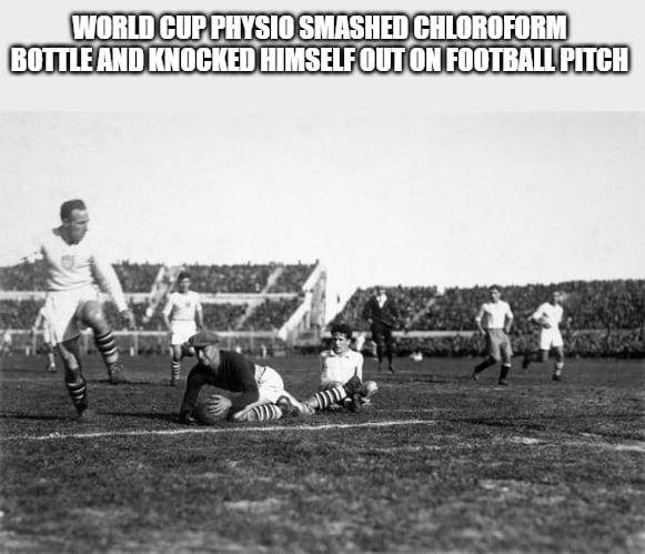 Jack Coll Ran Onto The Pitch Tripped And Fell And Smashed His Chloroform Bottle As A Result jack-coll-ran-onto-the-pitch-tripped-and-fell-and-smashed-his-chloroform-bottle-as-a-result