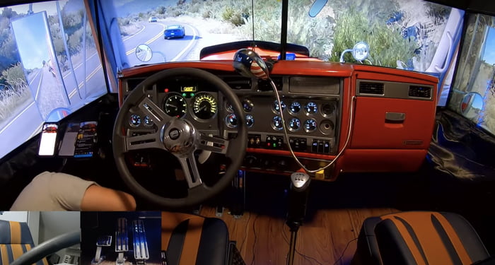 Man Creates Realistic Gaming Setup To Play 'Truck Simulator' - 9GAG
