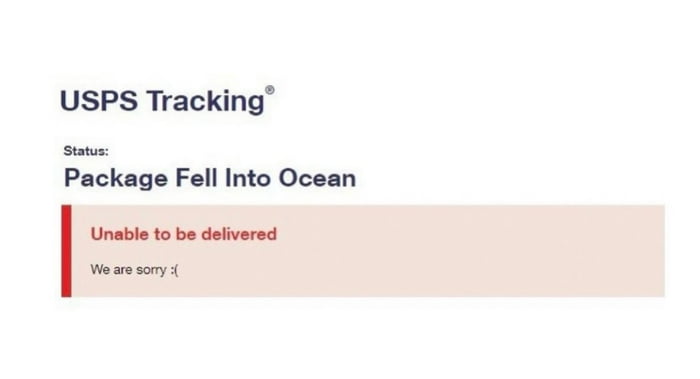 USPS package fell into ocean - 9GAG