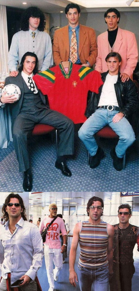 Old school uncool: just a couple of photos from the 90's featuring Figo, Rui Costa, Fernando ...