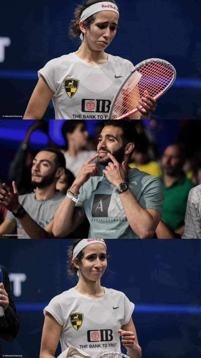 Squash Player's Husband tells her to smile following her loss - 9GAG