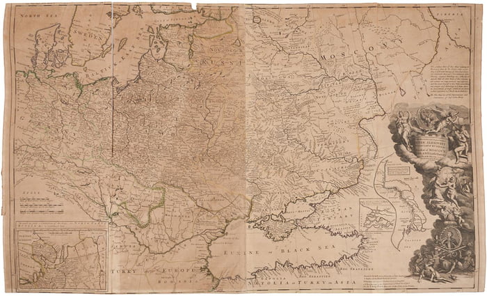Map of Europe from 1715. Ukraine is called "Ukraine" and Russia is ...