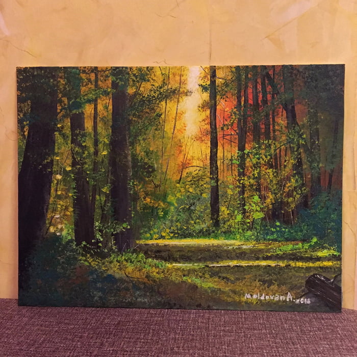 Happy Little Trees. My first acrylic painting! - 9GAG