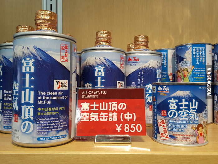 Can of fresh air being sold on Mt. Fuji - 9GAG