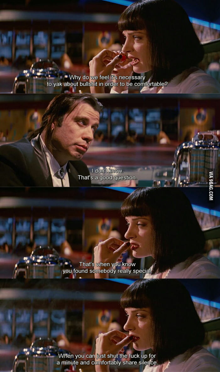 The awkard silence definition in Pulp Fiction - 9GAG