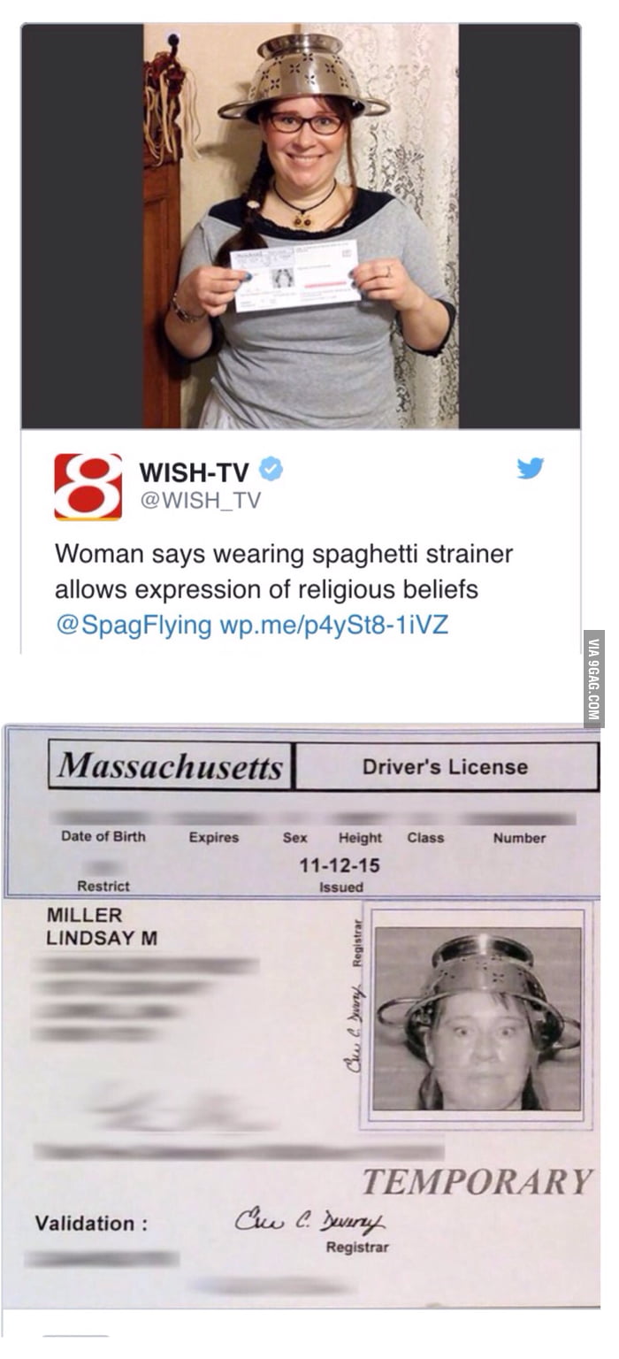 This woman won the right to wear a spaghetti strainer on her head in ...