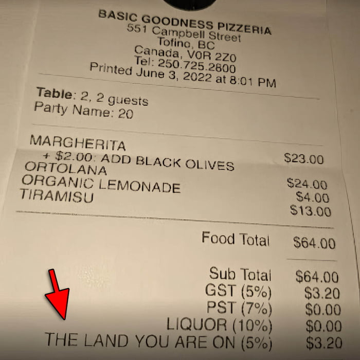 Outrage after ‘indigenous land tax’ charged on Canadian pizzeria ...