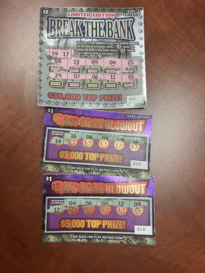 The Winning Numbers on 3 scratch offs matching. - 9GAG