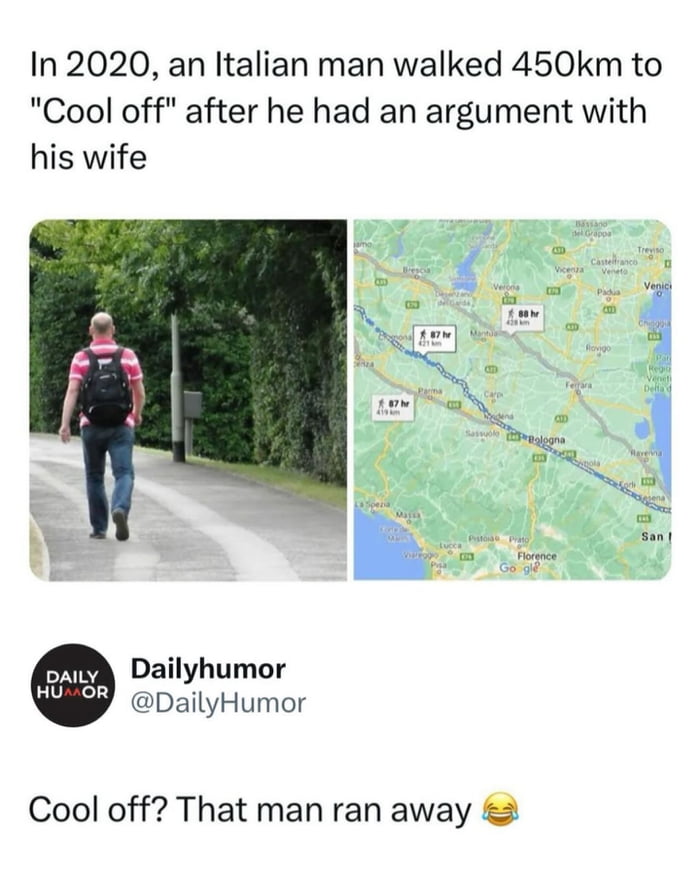 When 'cooling off' involves a multi-day hike across Italy. - 9GAG