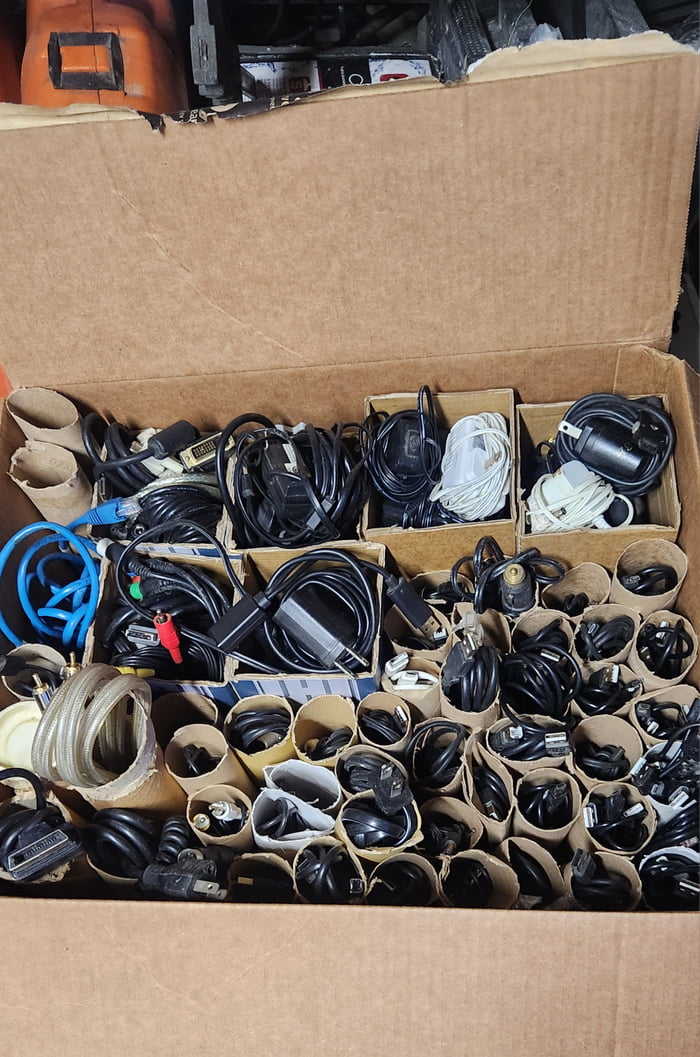 Used a cable from the box of cables - 9GAG