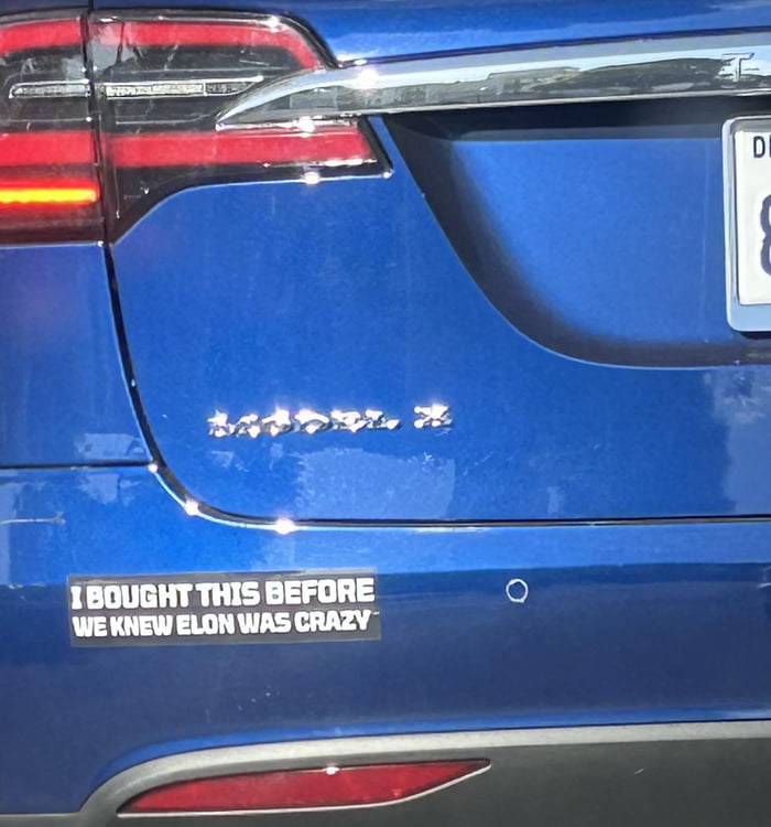 Bumper sticker on a Tesla - 9GAG