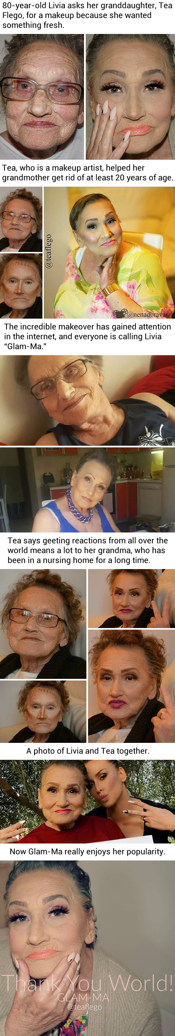 80 Year Old Grandma Asks Her Granddaughter For A Makeup And Becomes