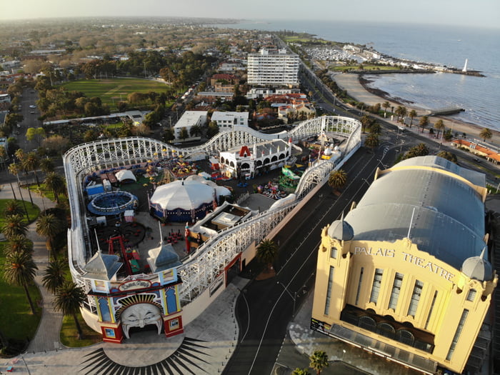 Luna Park- Melbourne. Australia The Scenic Railway Roller Coaster was ...