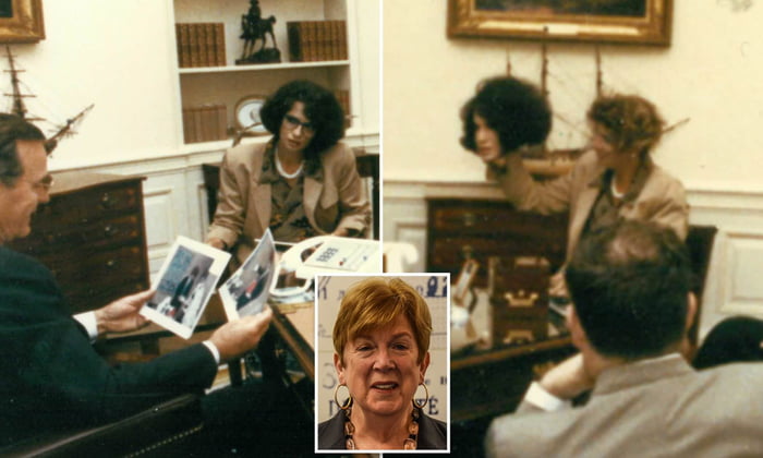 Jonna Mendez, former "Chief of Disguise" of the CIA briefing George ...