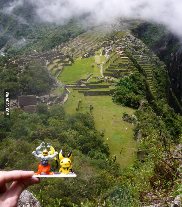 Machamp and Pichu in Machu Picchu - 9GAG