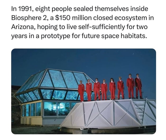 Eight people sealed themselves inside Biosphere 2 for two years in 1991 ...