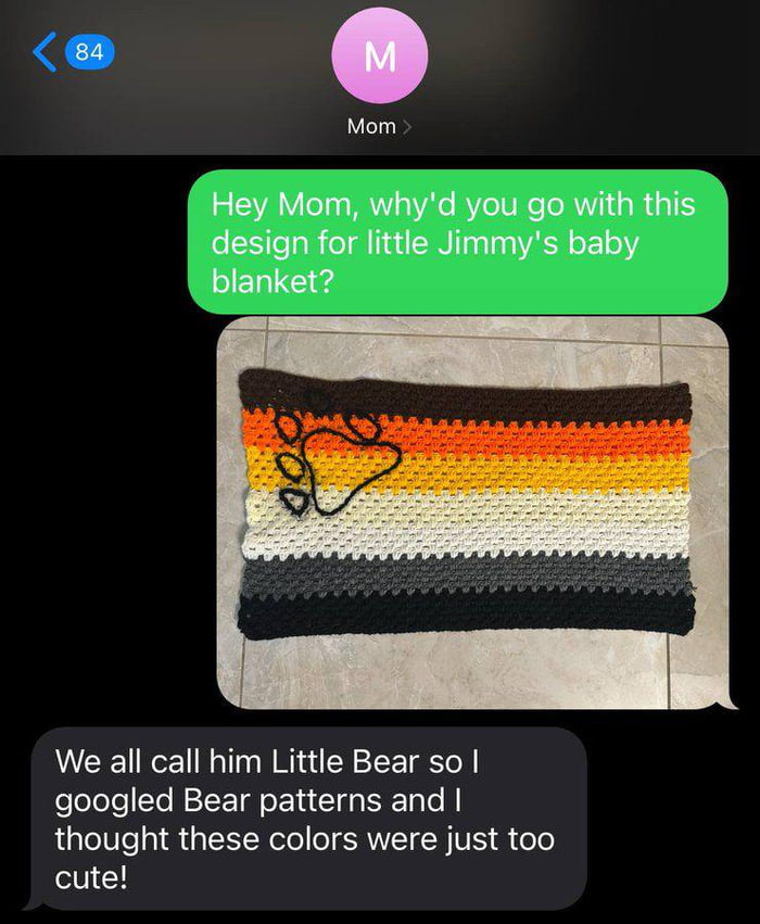Mom googled "bear patterns" for "Little Bear". Nailed it? - 9GAG