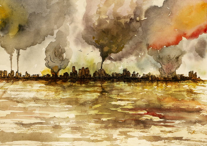 This is one of my old works, about pollution, I live in highly polluted ...