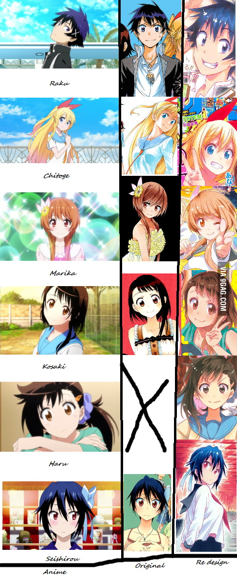 Nisekoi characters comparison- Anime/Manga/Manga redesign - 9GAG