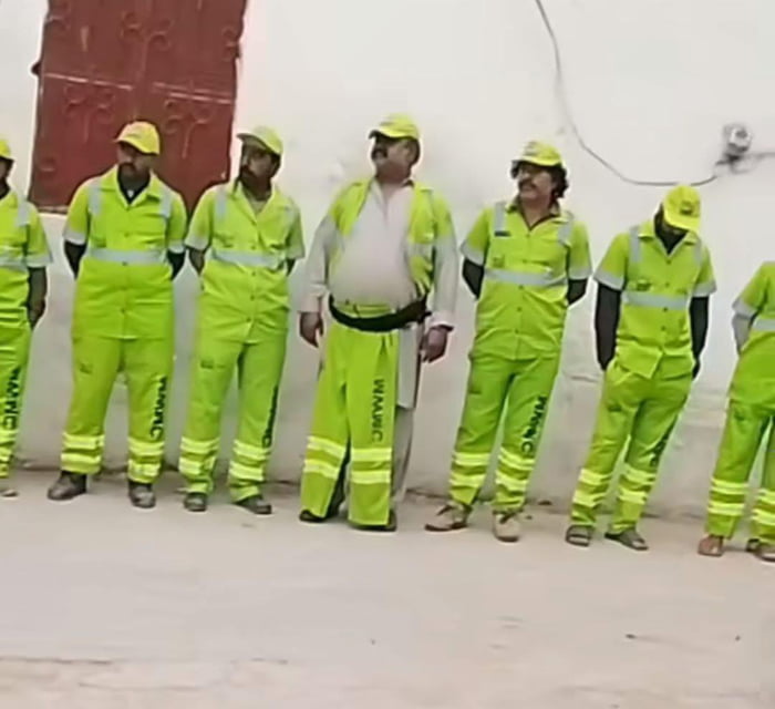 Just a simple lineup of utility workers - 9GAG