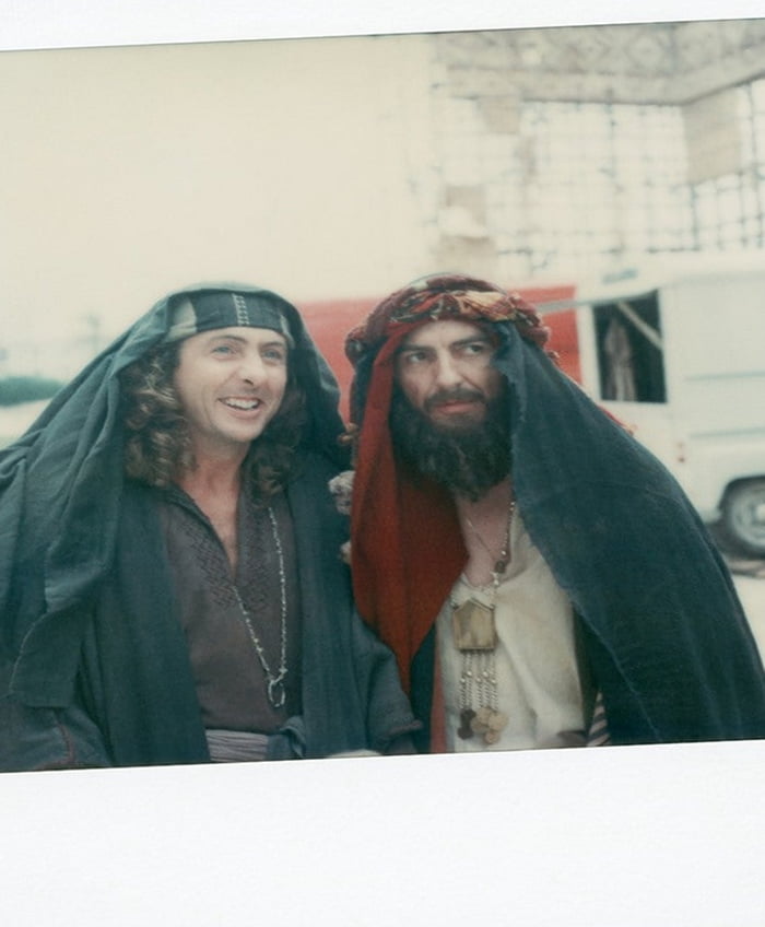 Eric Idle and George Harrison on the set of Life of Brian 1978 - 9GAG