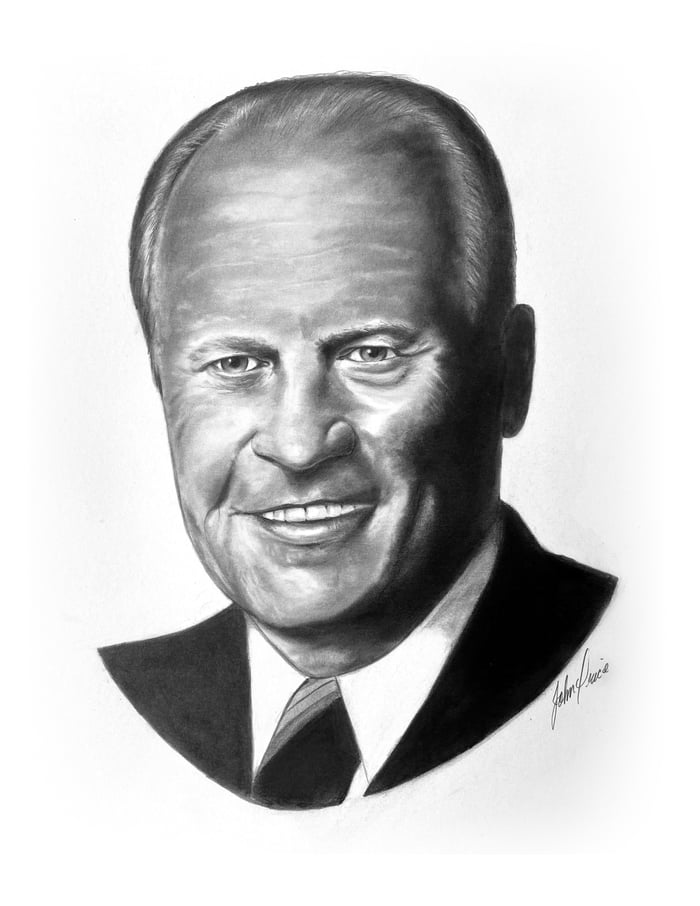 Pencil Portrait of President Gerald Ford that I drew - 9GAG