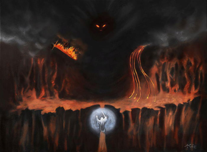 "The Balrog made no answer. The fire in it seemed to die, but the ...