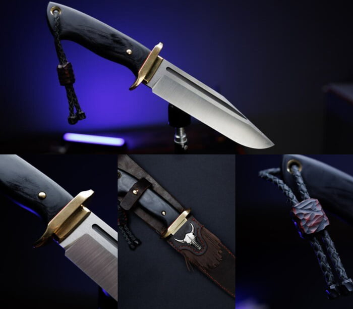 Knife made to order: D2 steel, blade thickness 5mm, G10 handle, brass ...