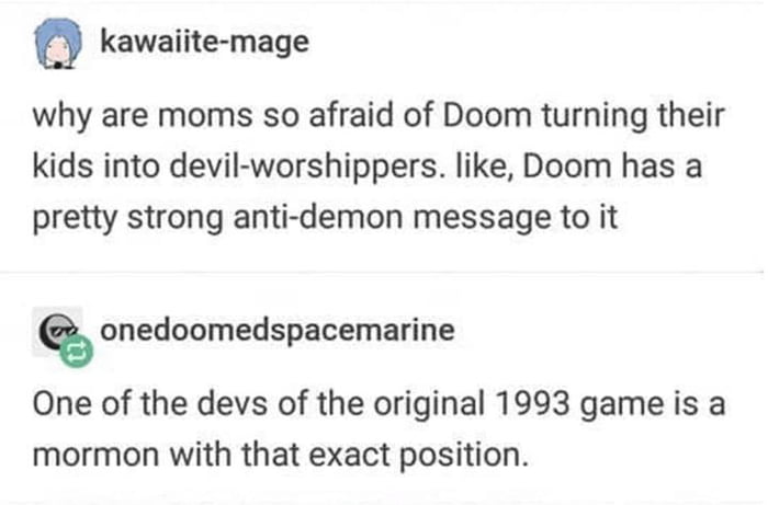 The true anti-demon message of Doom. - 9GAG