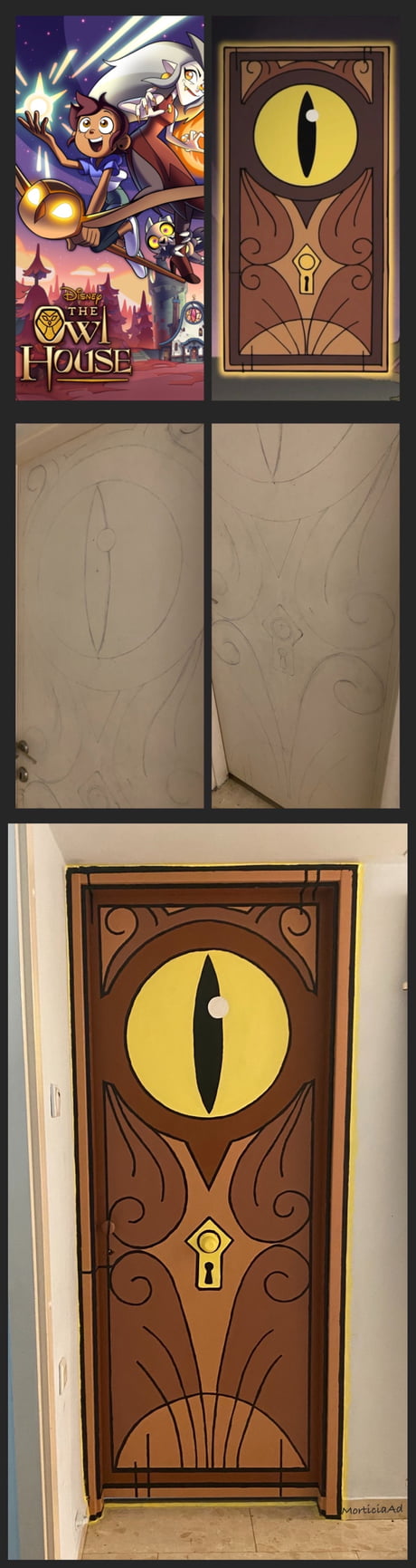 My daughter and I painted The Owl House portal door [OC] - 9GAG