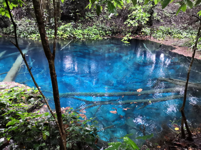 This crystal-clear blue pond in the middle of nowhere (close to Kalaw ...