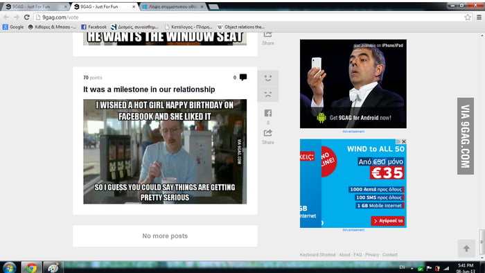 I find the "no more posts" message disturbing... - 9GAG
