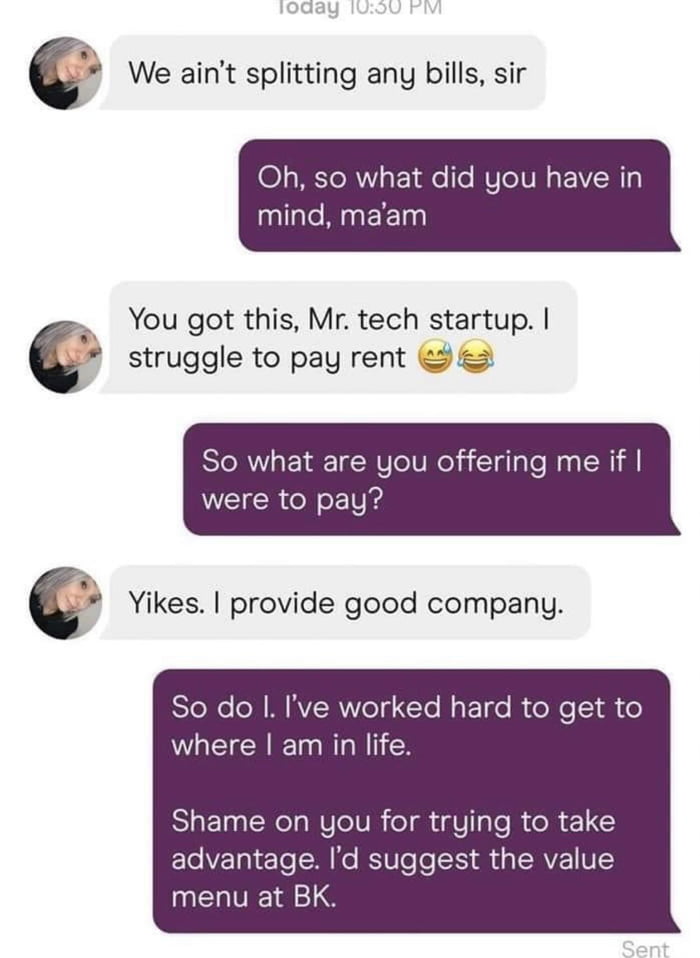 She should try the value menu at Burger King - 9GAG