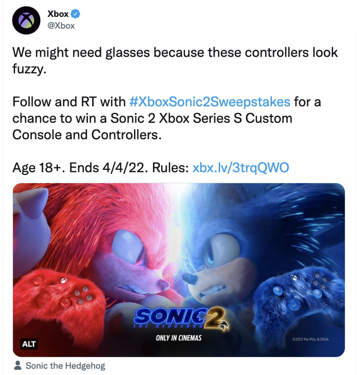 Xbox Is Giving Away Furry 'Sonic The Hedgehog 2' Controllers And Series ...
